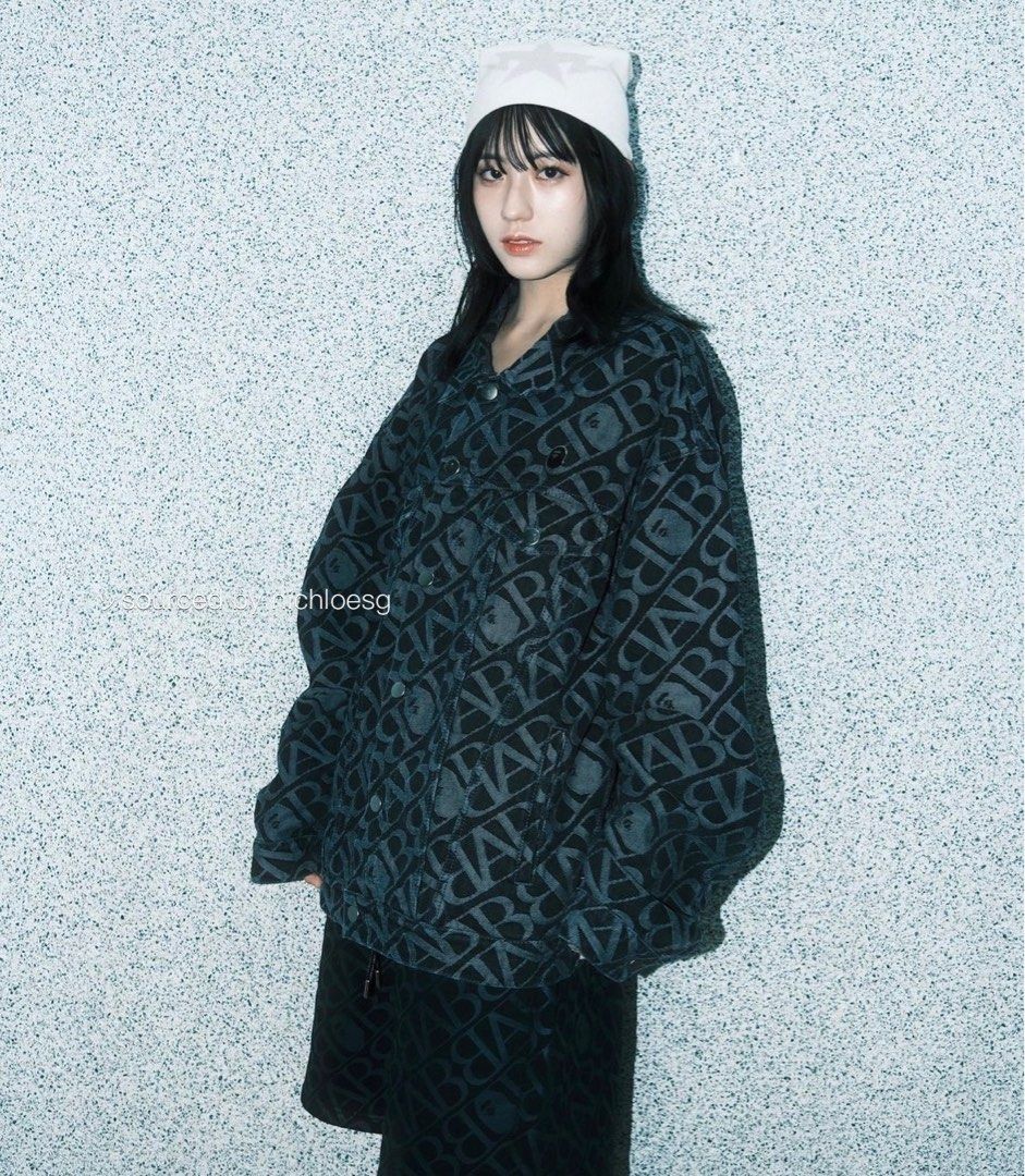 BAPE DENIM MONOGRAM METAL ONE POINT JACKET on Carousell