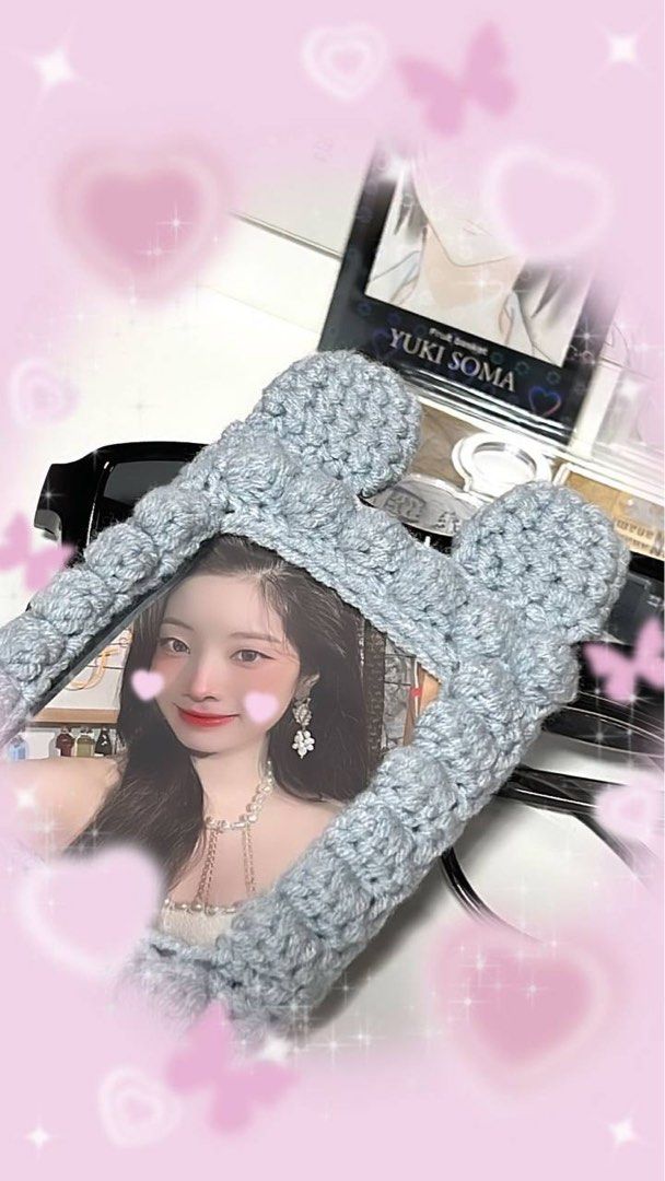 bear poofy crochet toploader / photocard holder | kpop / anime pc twice ...