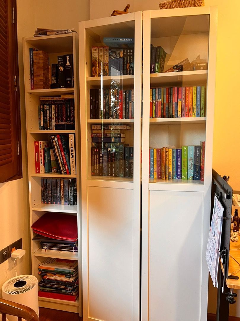 Billy Ikea Bookshelves with doors, Billy open bookshelf, Furniture ...
