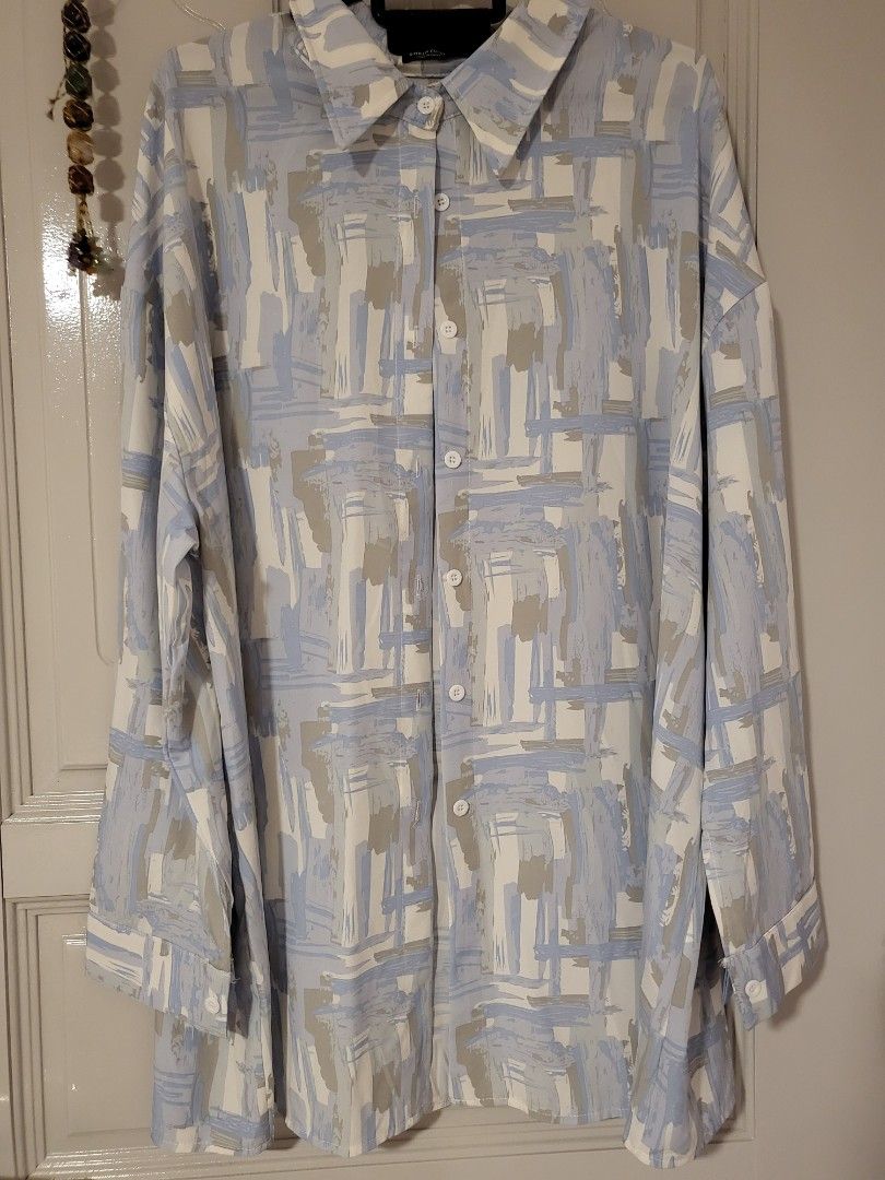 Blue Abstract Blouse, Women's Fashion, Tops, Blouses on Carousell
