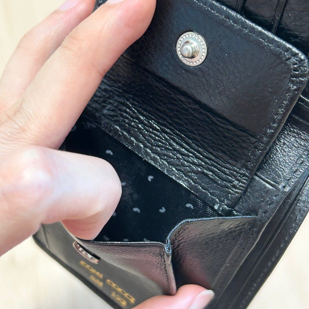 BN Coni Cocci men wallet coin compartment snakeskin black flip notes ...