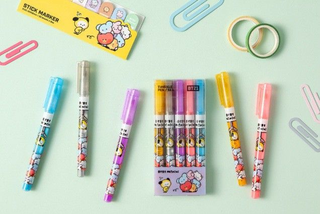 BT21 Minini Twinkle Pen-5colors, Hobbies & Toys, Stationary & Craft ...