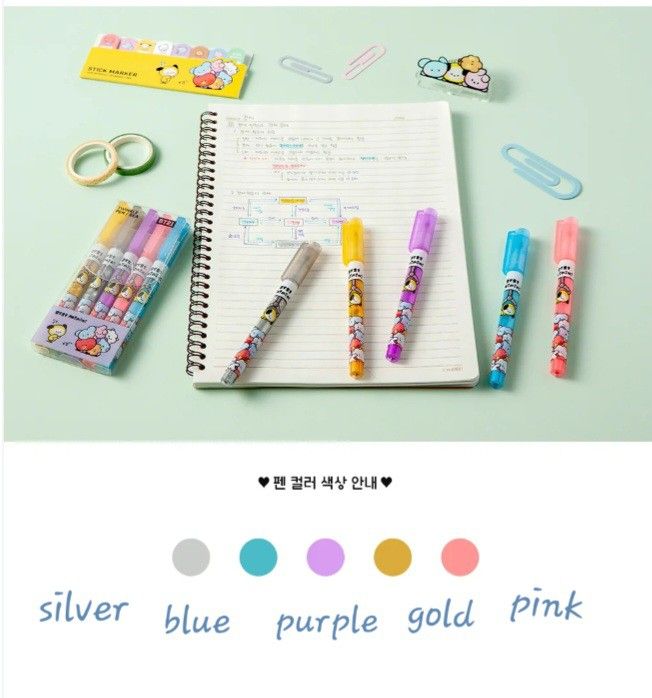 BT21 Minini Twinkle Pen-5colors, Hobbies & Toys, Stationary & Craft ...