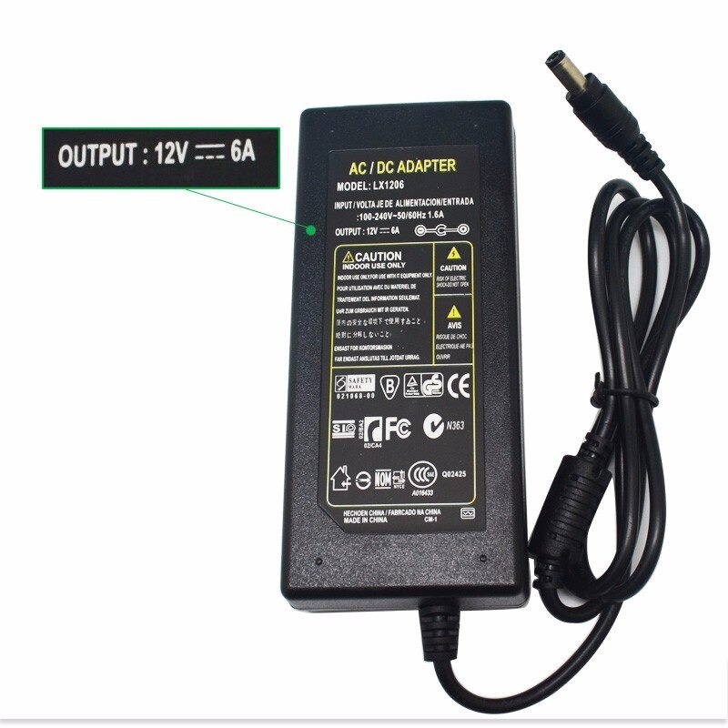 C0624 12V 6A AC100V-240V LED light power adapter not with Power cable ...