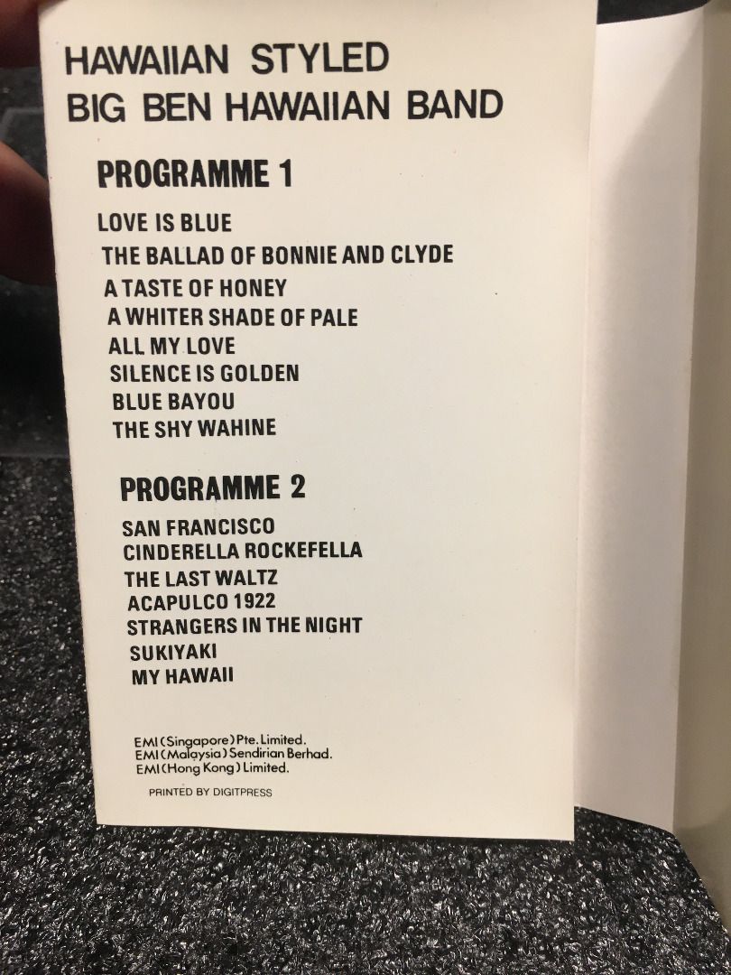 Cassette - Big Ben Hawaiian Band Hawaiian Styled, Hobbies & Toys, Music ...