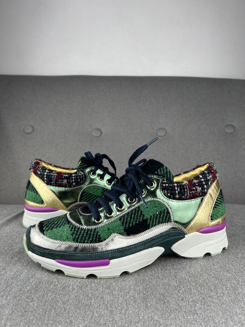 Chanel Tweed Trainers, Luxury, Sneakers & Footwear on Carousell