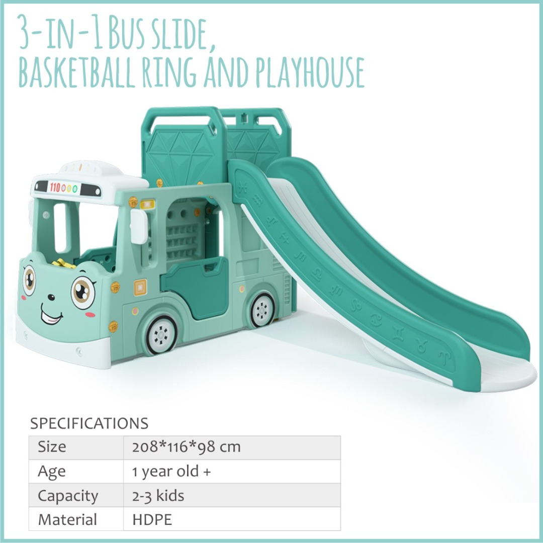 Children Indoor Playground Bus Design slides and Swing, Hobbies & Toys ...