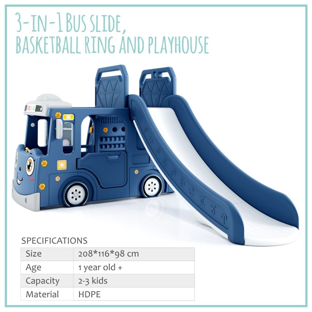 Children Indoor Playground Bus Design slides and Swing, Hobbies & Toys ...