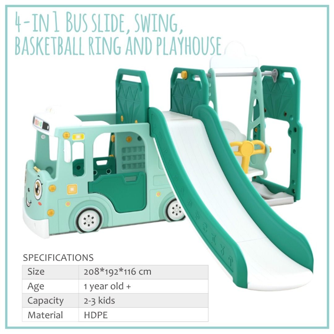 Children Indoor Playground Bus Design slides and Swing, Hobbies & Toys ...