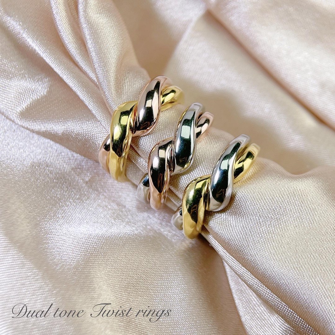 Dual tone twist rings, Women's Fashion, Jewelry & Organisers, Rings on Carousell