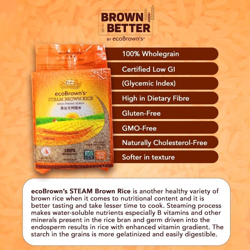 EcoBrown Steam Brown Rice Nasi Perang Kukus 2kg, Food & Drinks, Rice ...