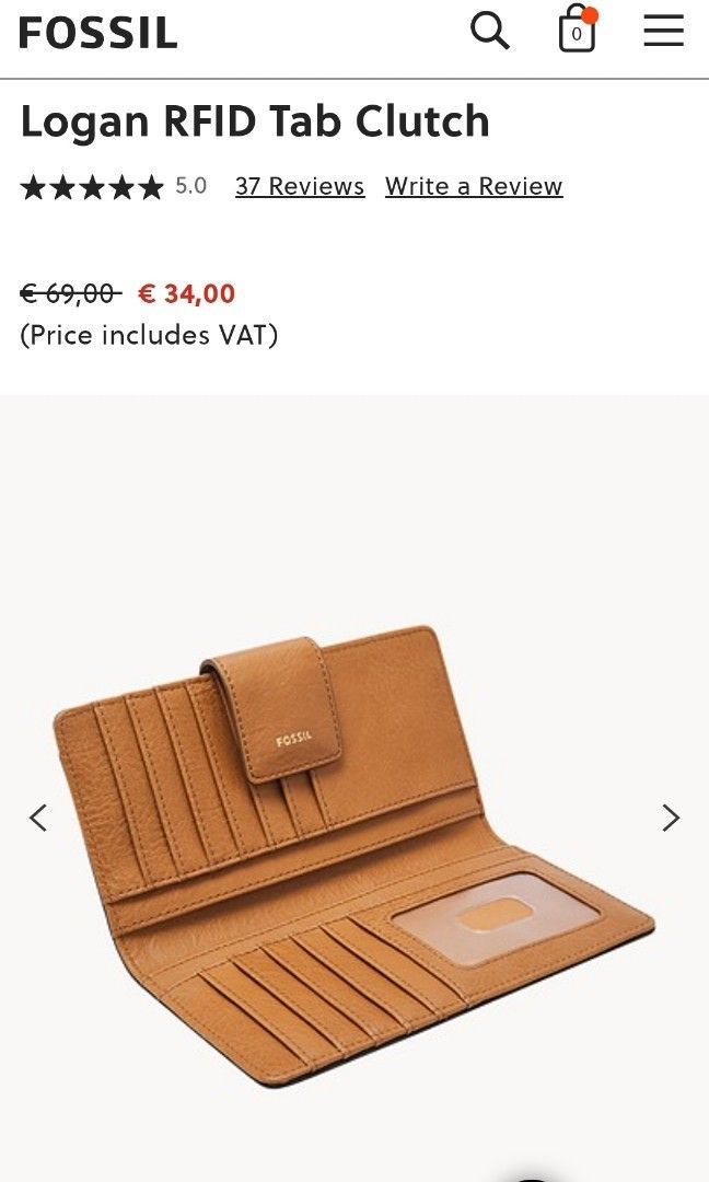 Fossil Logan Black RFID Tab Clutch, Women's Fashion, Bags & Wallets ...