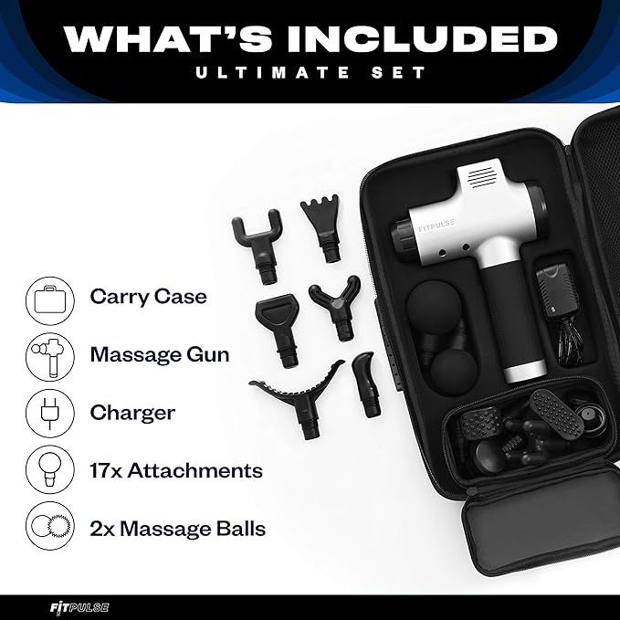 (Grey) FITPULSE Muscle Gun for Athletes, Health & Nutrition, Massage ...