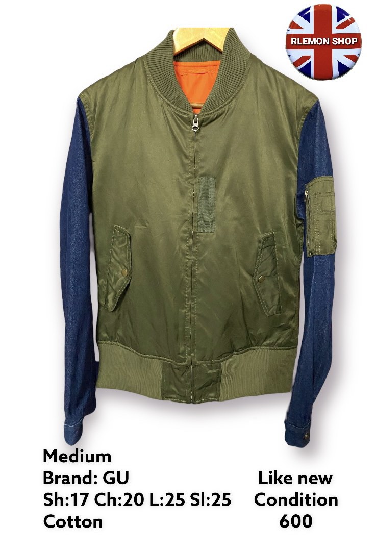 GU Bomber Denim Sleeve Jacket, Men's Fashion, Coats, Jackets and ...