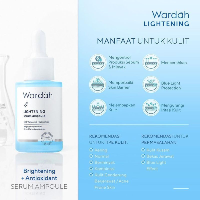 (Halal Skincare) Wardah Lightening Serum Ampoule - Serum 10x Advanced ...