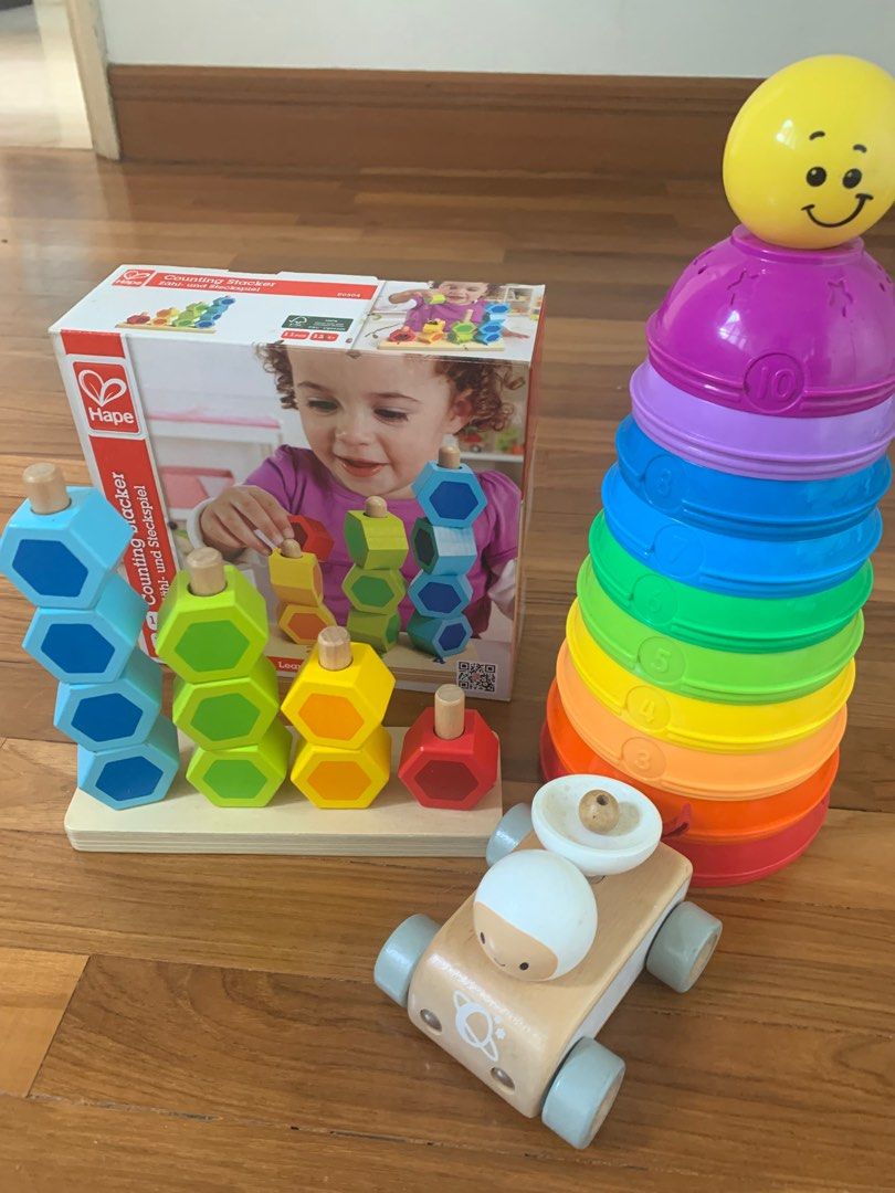 Hape counting stacks & Fisher p stack & Roll cups, Babies & Kids ...