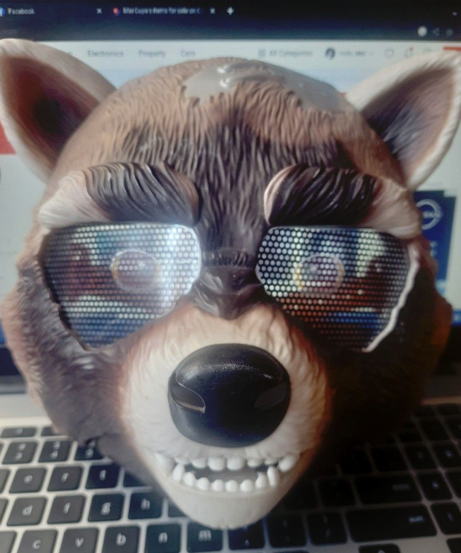 Hasbro guardians of galaxy rocket mask moving mouth, ears and eyebrows ...