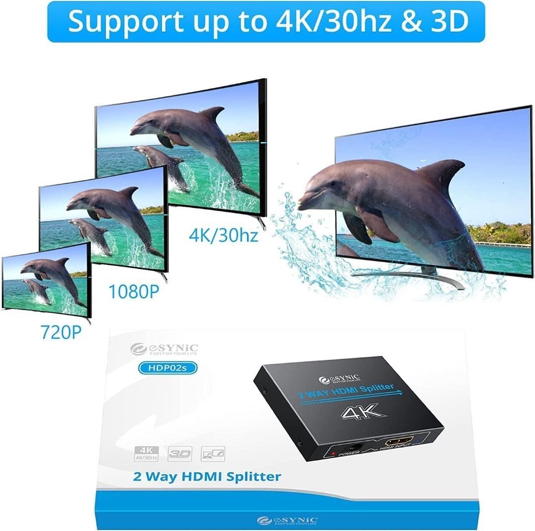 HDMI Splitter 4K 2 Way HDMI Splitter, Computers & Tech, Parts ...