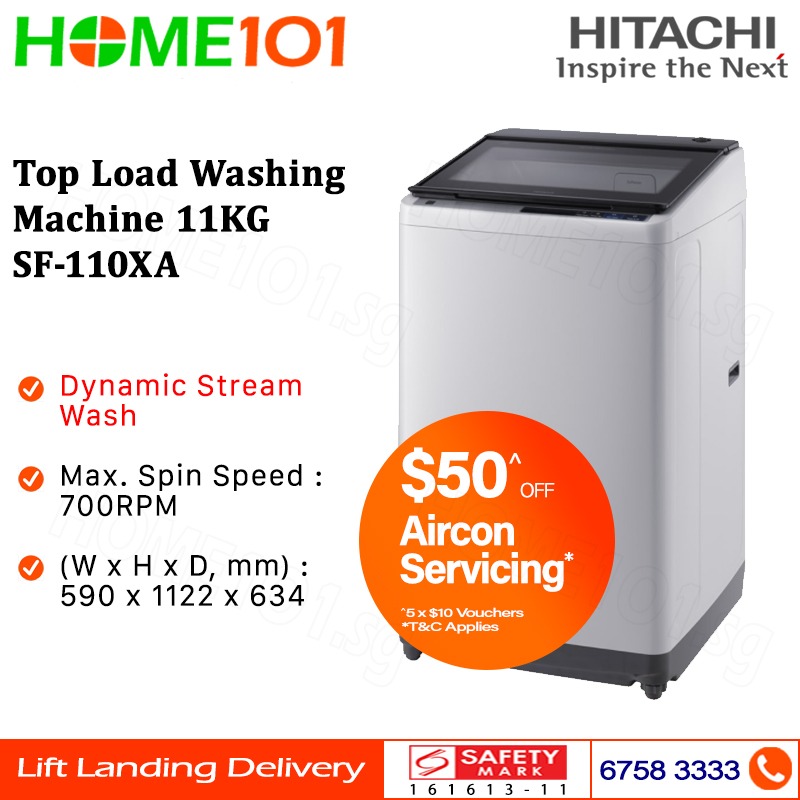 Hitachi Fully Automatic Top Load Washer with Auto Self Clean 11.0KG SF ...