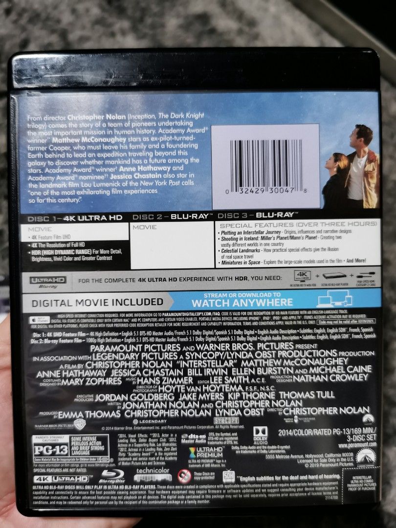 Interstellar 4K UHD and bluray, Hobbies & Toys, Music & Media, CDs & DVDs on Carousell