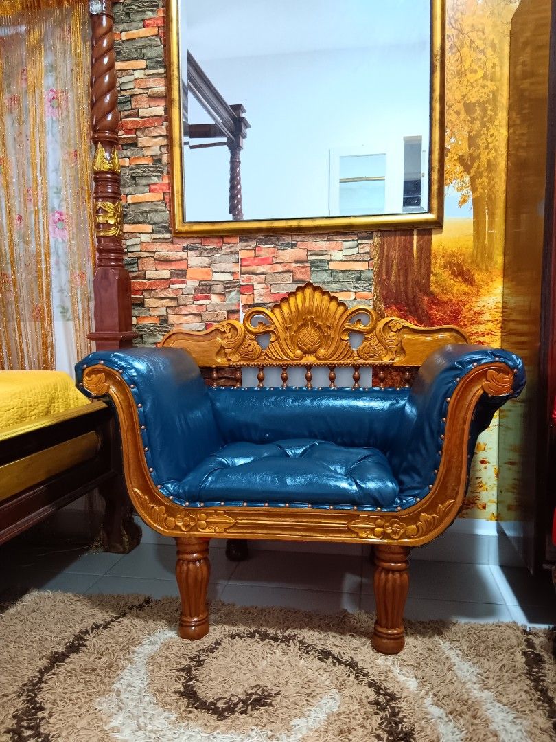 Jati gold padu yemen leather +syool rest leg, Furniture & Home Living ...