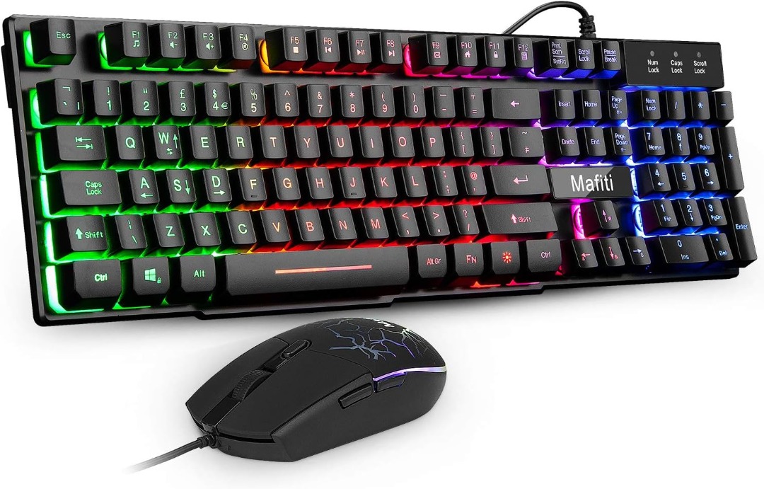 (K77) Gaming Keyboard and Mouse Set,Mafiti RK101 7 Rainbow Backlit ...