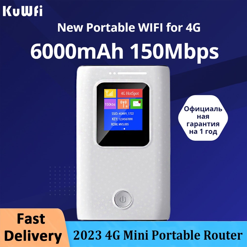 KuWfi Mobile Wifi Router 6000mAh Portable 3G 4G Lte Router 150Mbps ...