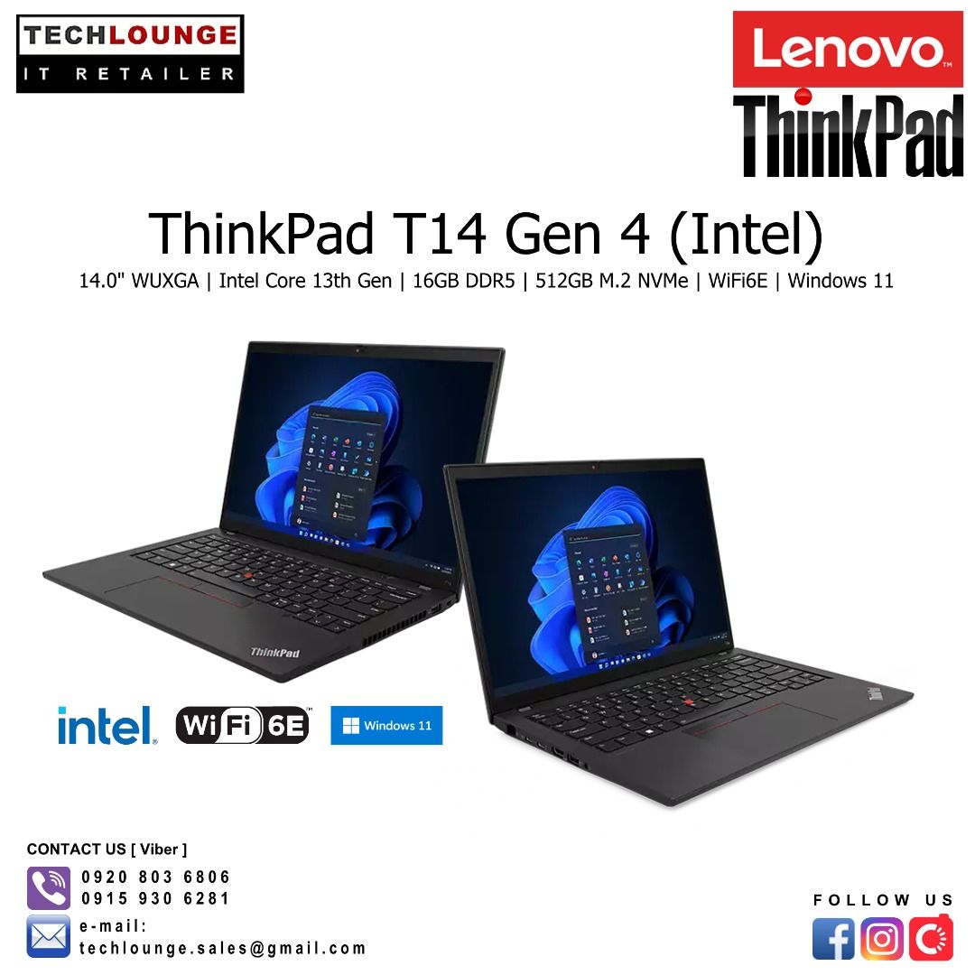 LENOVO THINKPAD T14 G4 - 14" WUXGA, 13th Gen i5/i7, 16GB DDR5, 512GB M ...