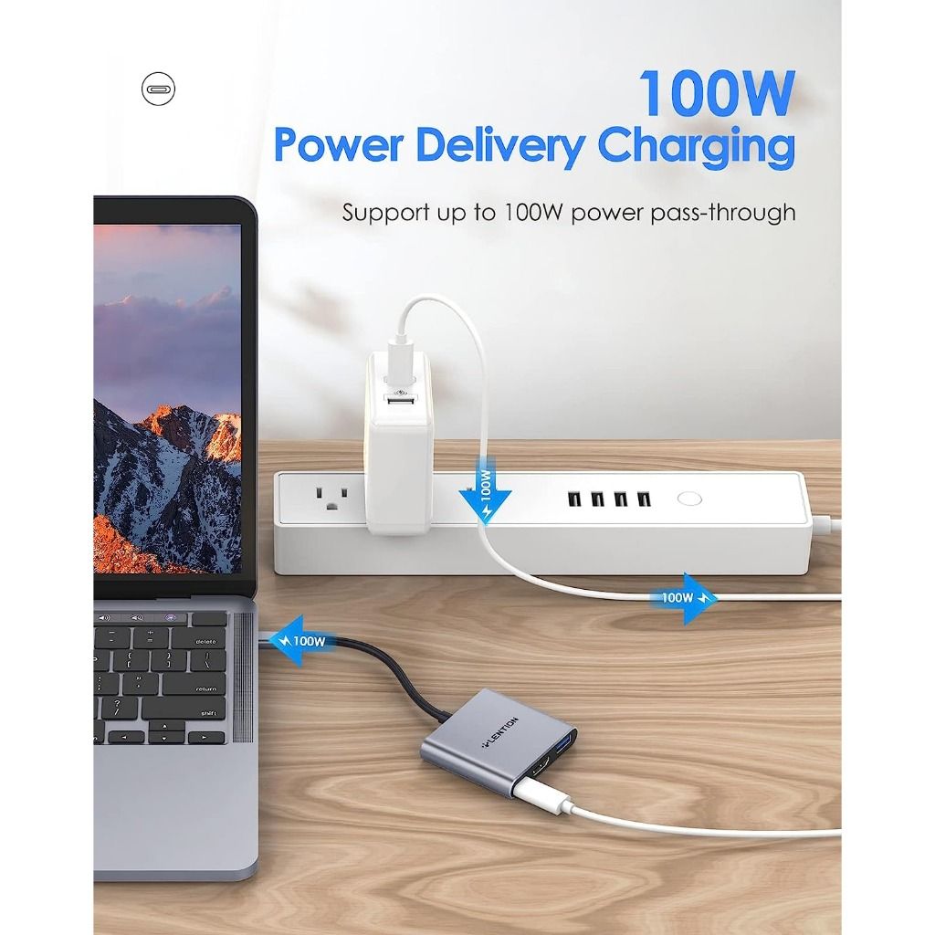 LENTION C14 Multi Function 3-In-1 USB C Hub Multiport USB Adapter Type ...