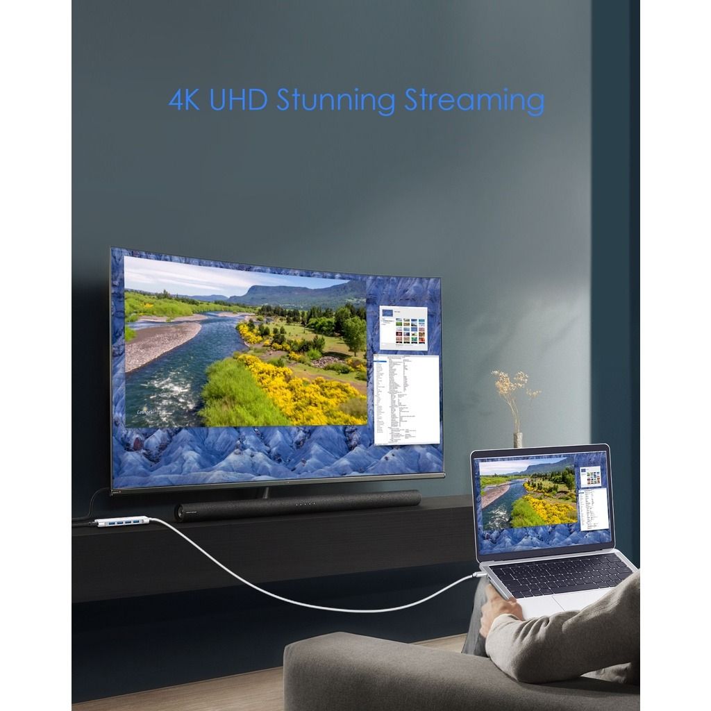 LENTION C35 USB Hub Multiport Adapter 3 Port Type C USB Reader Docking ...