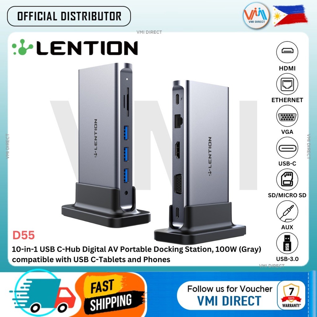 LENTION D55 10 in 1USB CHub 4k HDMI Portable Desktop Type C Splitter ...