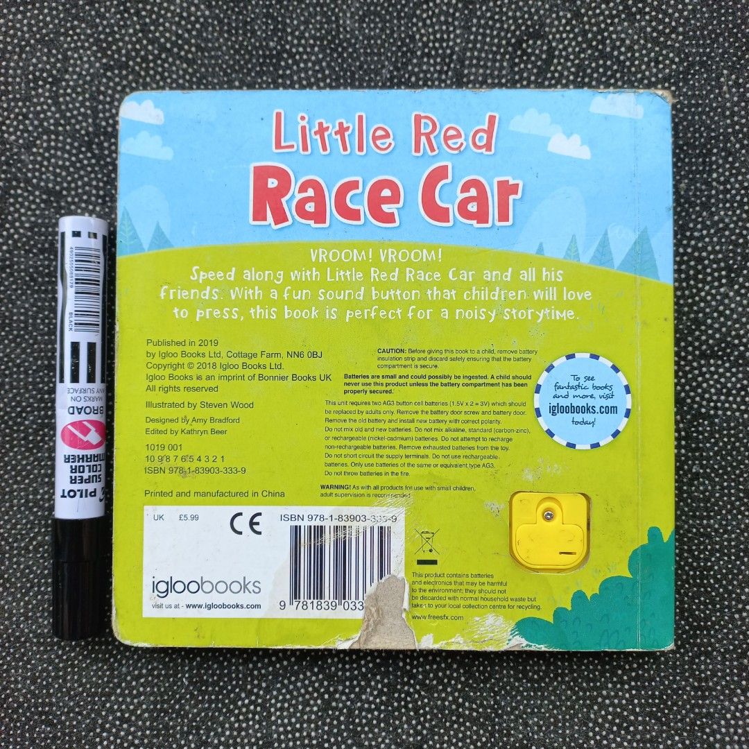 Little Red Race Car Board Book - Sound not working, Hobbies & Toys ...