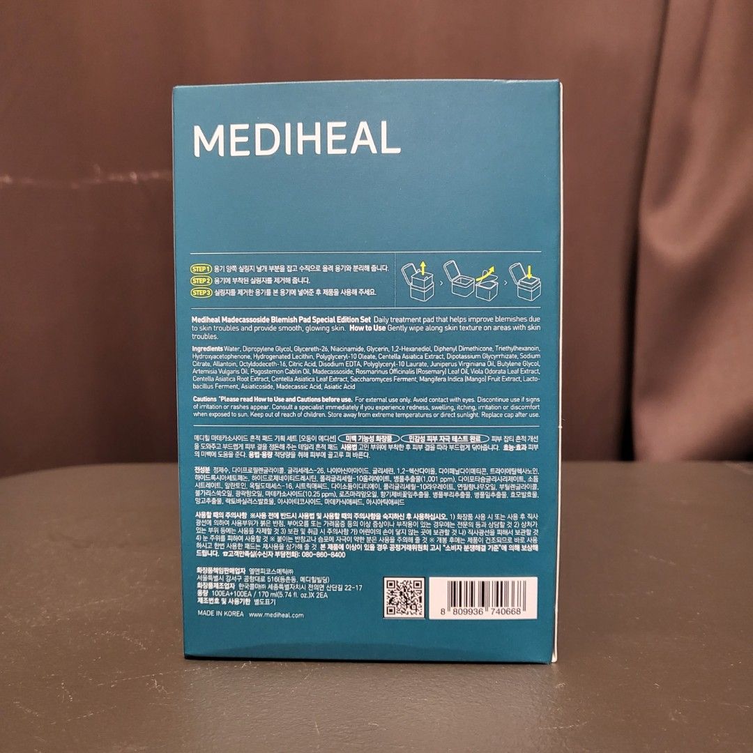 MEDIHEAL Madecassoside Blemish Pad 100P (+100P) Double Set x Odungi ...