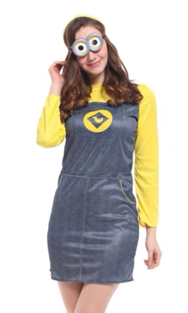 Minions cosplay cos dress good for Halloween 小黃人 萬聖節 女裝 服裝 USJ 環球影城 Minions 發聲爆谷袋, 興趣及遊戲, 玩具 ...