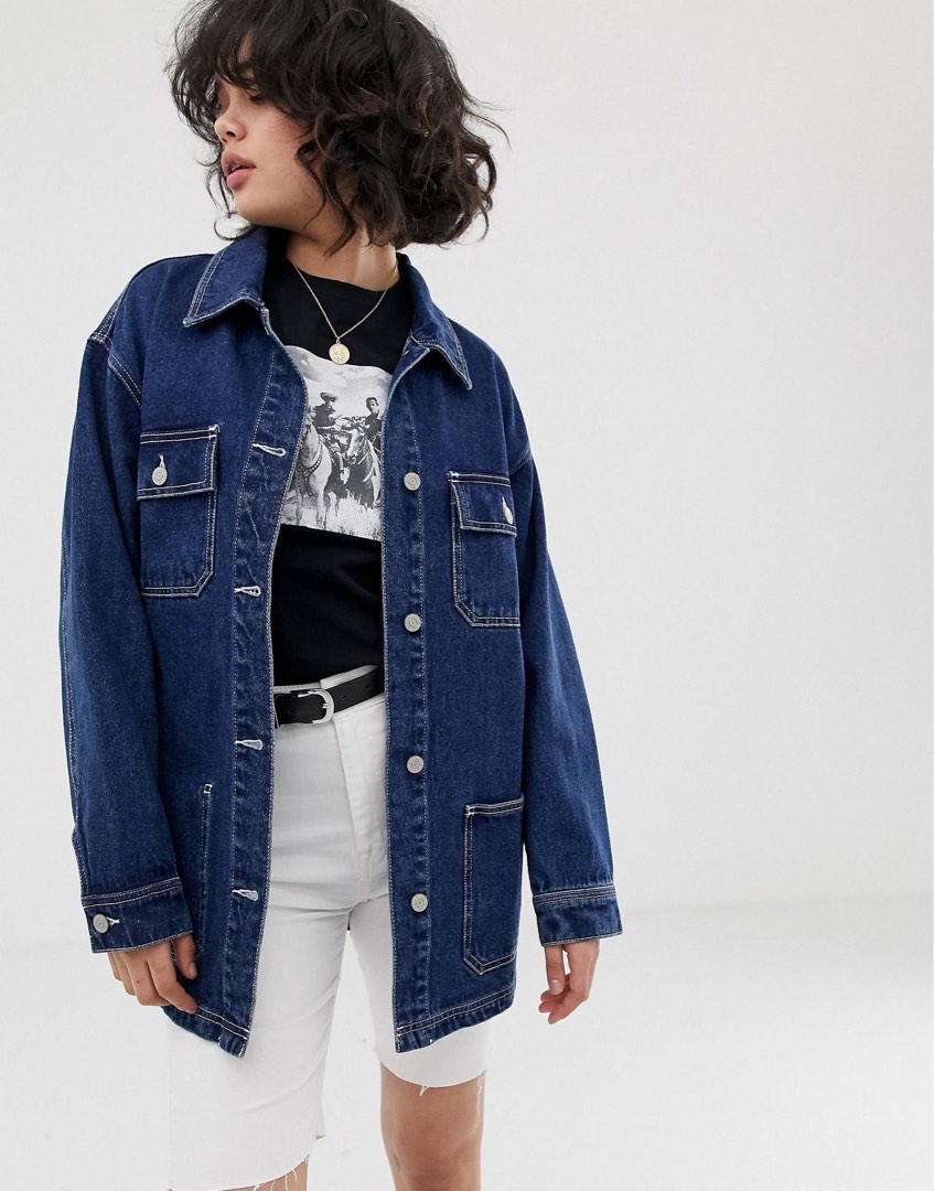 monki denim jacket, Women's Fashion, Coats, Jackets and Outerwear on ...