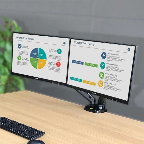 NB F160 North Bayou Gas Strut Flexi Dual Monitor Arm Screen With ...