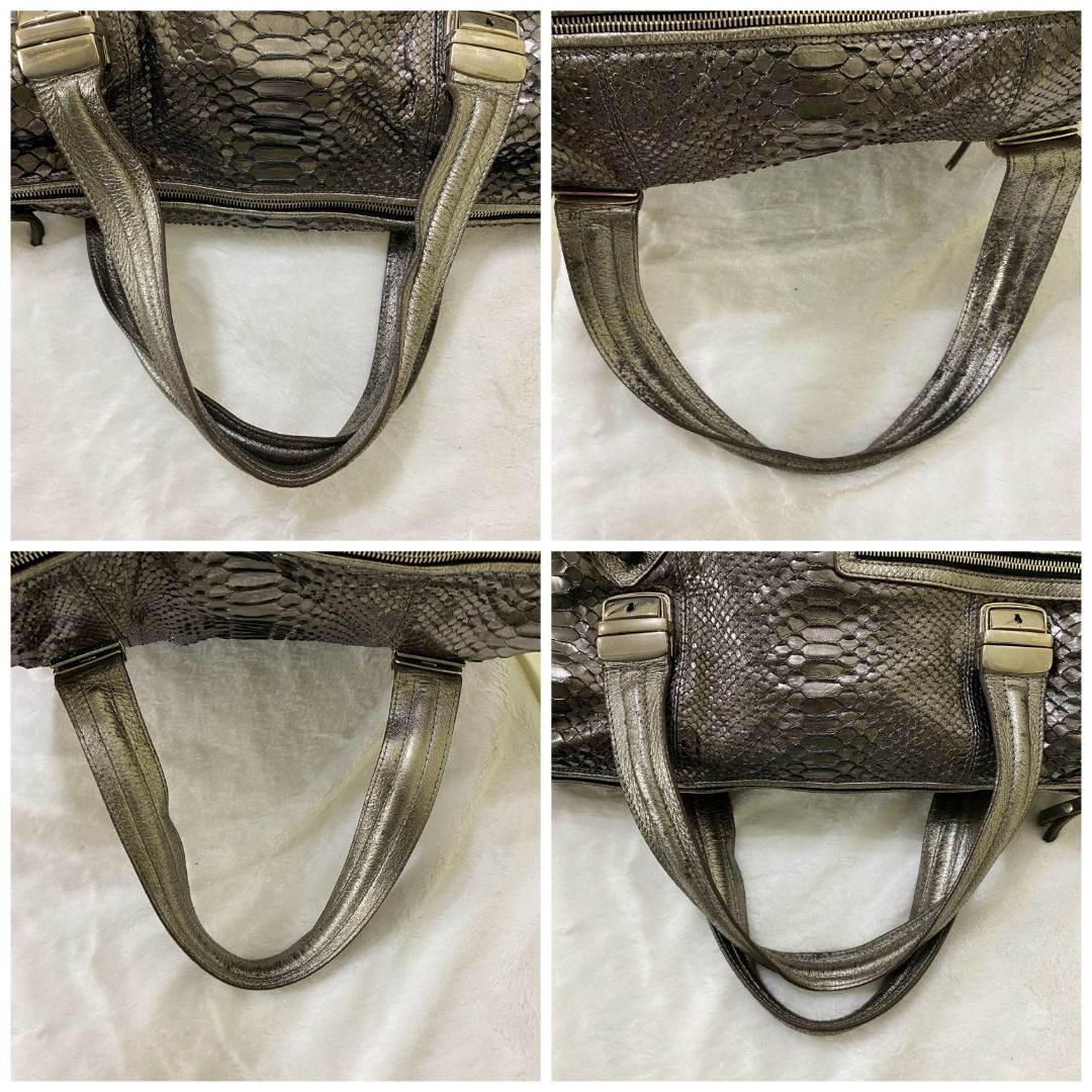 Pauric Sweeney Silver/Pewter Genuine Python/Snakeskin Leather Large ...