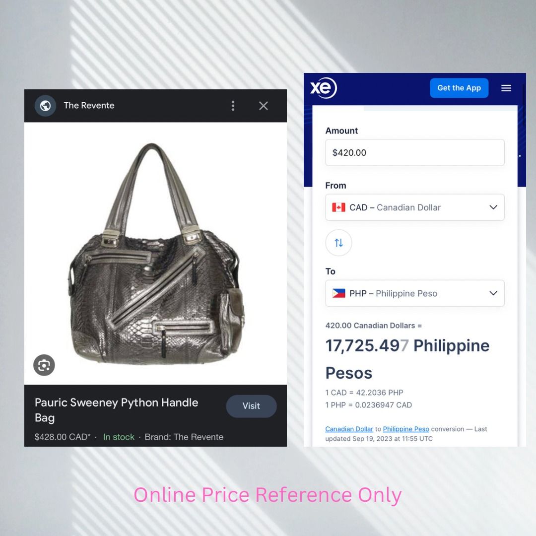 Pauric Sweeney Silver/Pewter Genuine Python/Snakeskin Leather Large ...