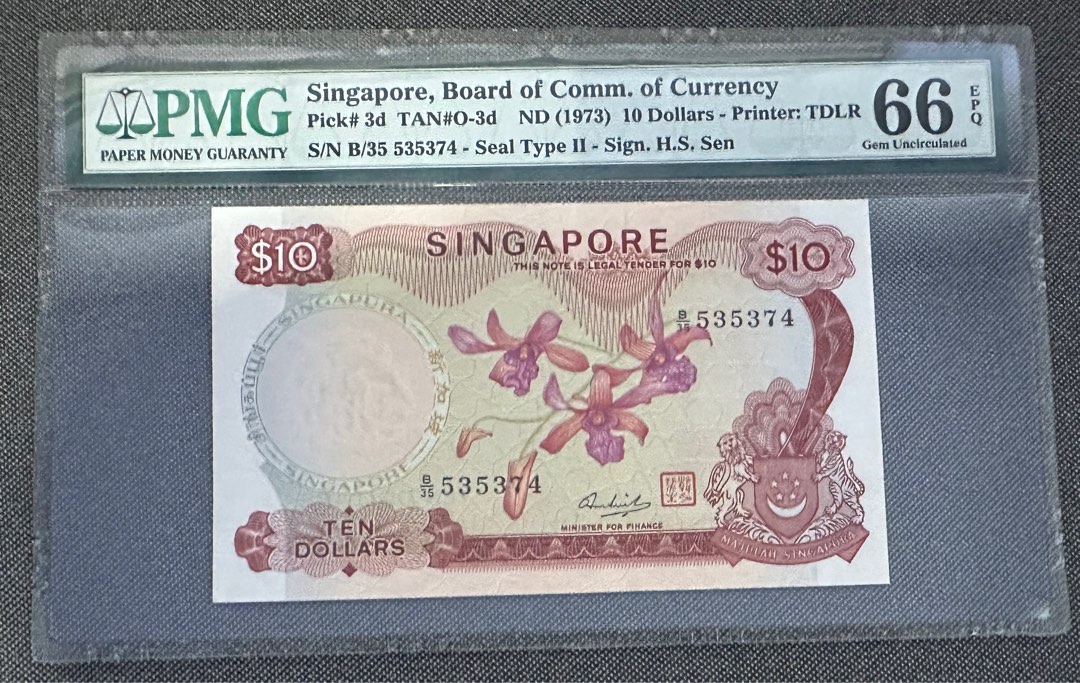 PMG 66EPQ HSS with Seal Singapore Orchid $10 Note (Price per pc ...