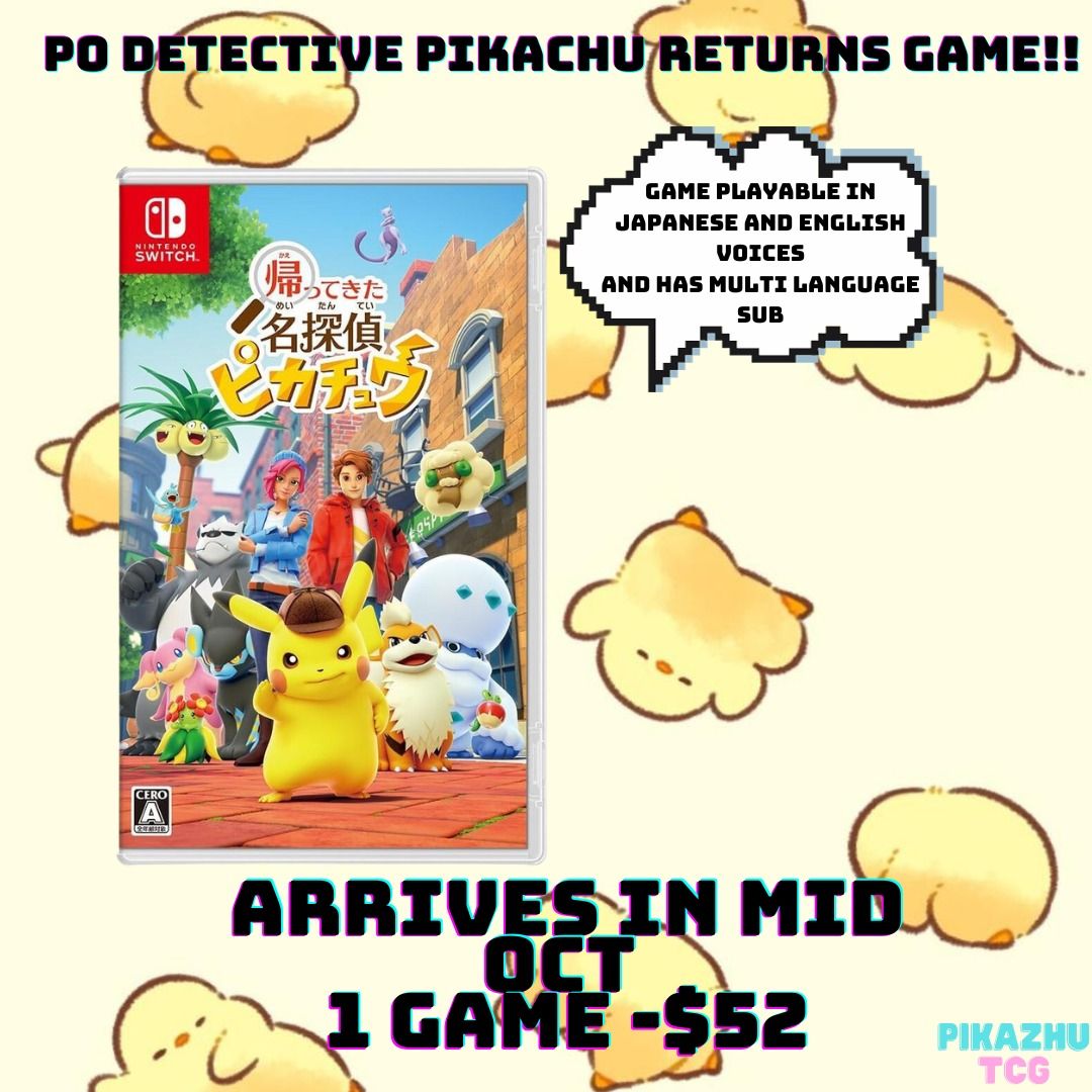 Pokemon Detective Pikachu Promo Card & Game/ Detective Pikachu/ Pokemon ...