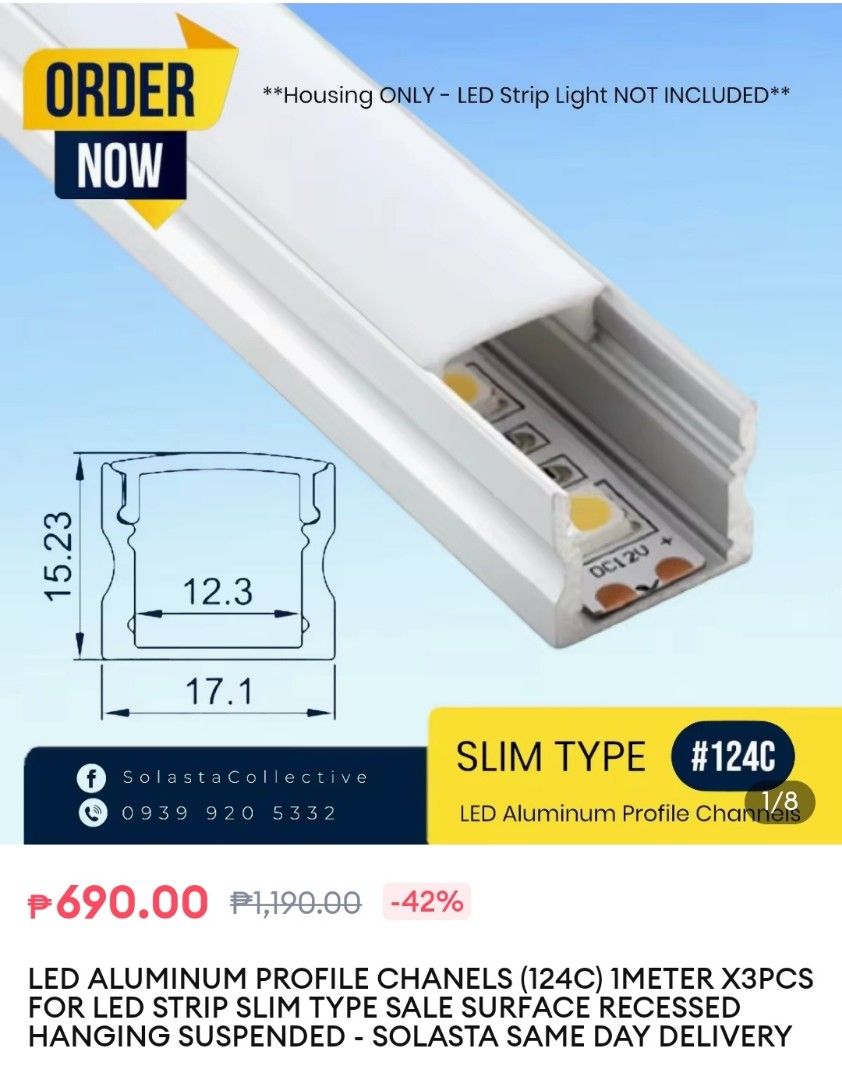 Recessed LED strip holder, Commercial & Industrial, Construction ...