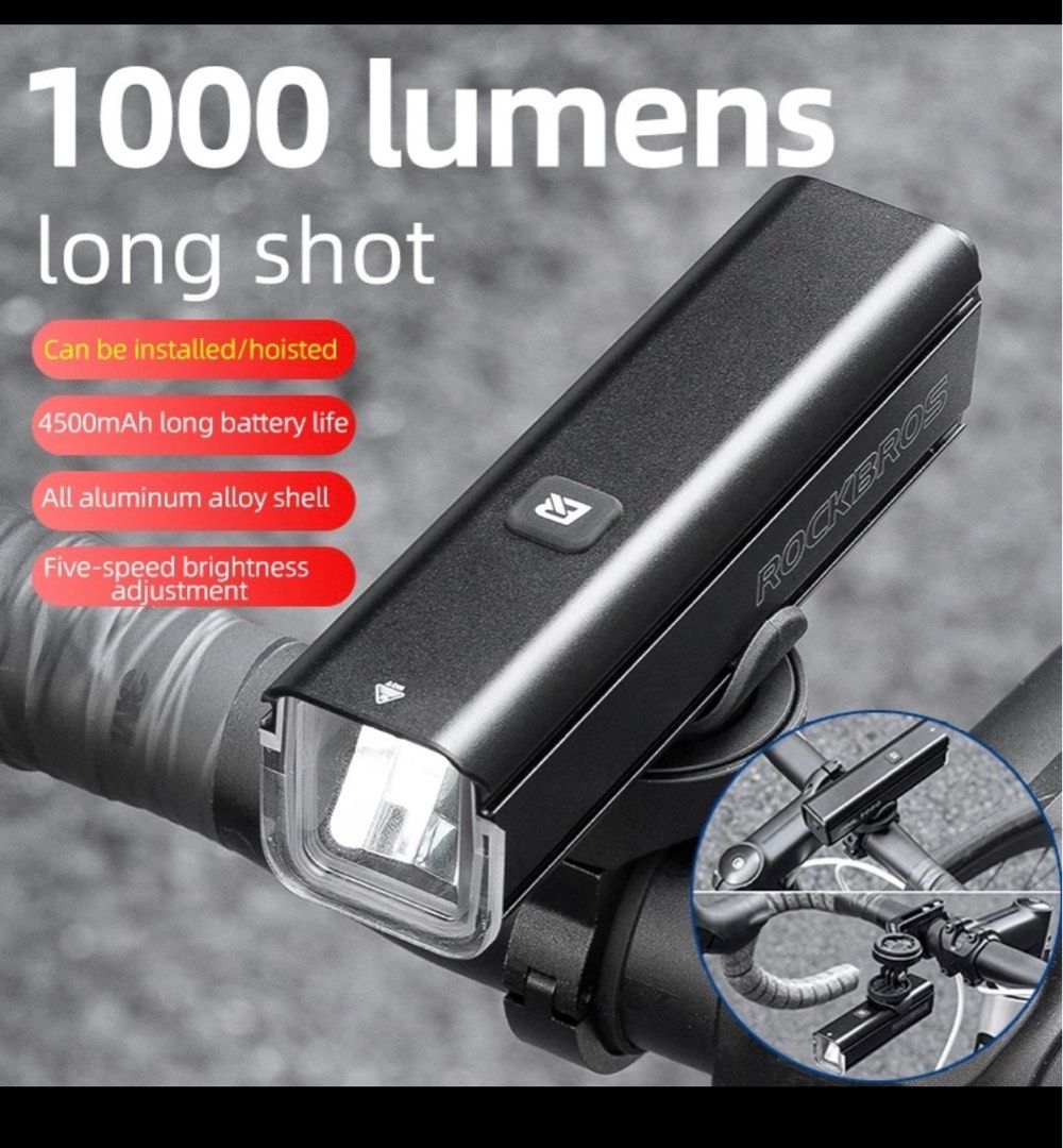 Rockbros 1000 lumens bike light, Sports Equipment, Bicycles & Parts ...