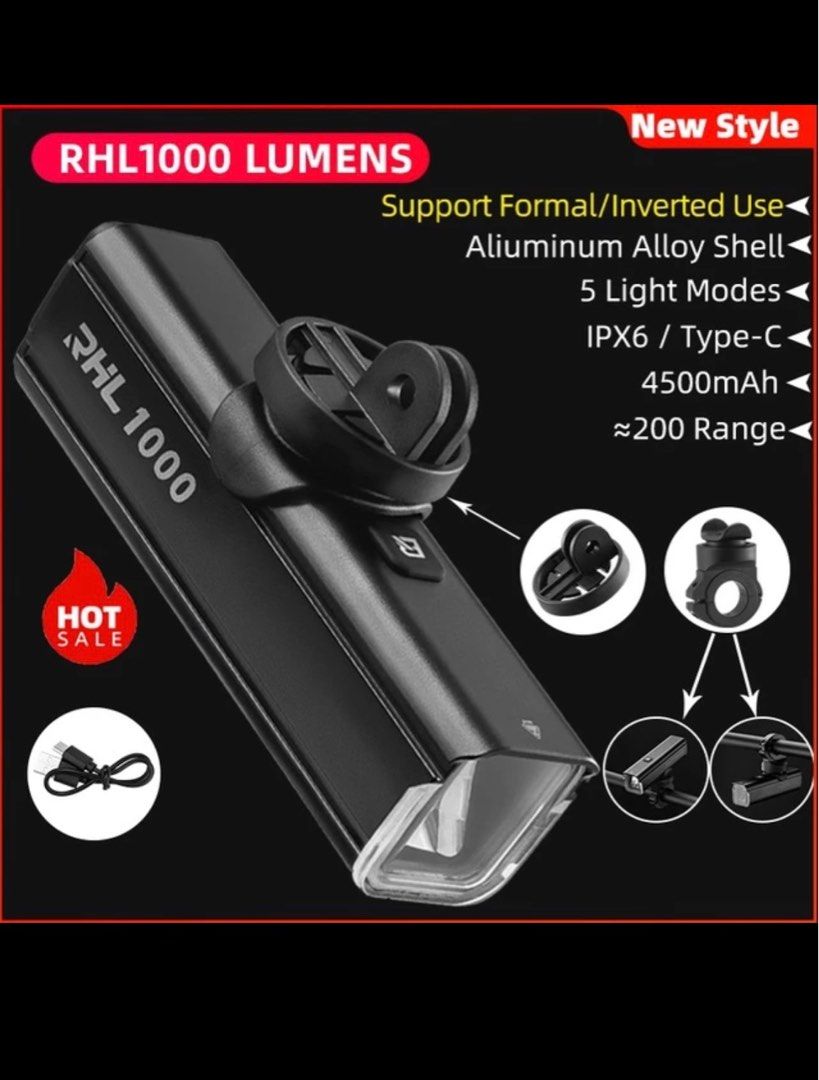 Rockbros 1000 lumens bike light, Sports Equipment, Bicycles & Parts ...