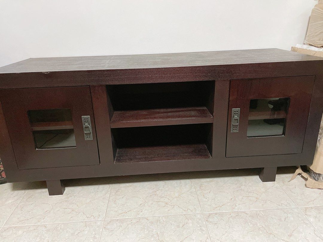 Solid Teak Wood TV Console Side Cabinet Buffet Great Deal Bought at ...