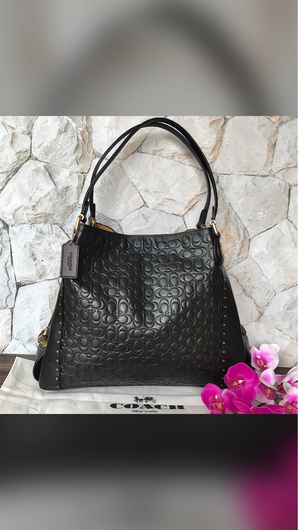 Tas coach edie signature embossed, Fesyen Wanita, Tas & Dompet di Carousell