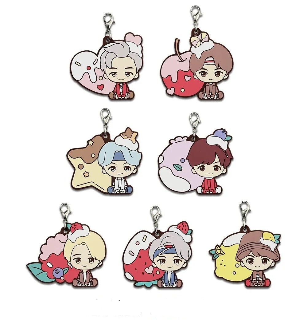 TinyTAN Sweet Time Rubber Charm ( bts RM, Jin, Suga, Jhope, Jungkook keyring ), Hobbies & Toys ...