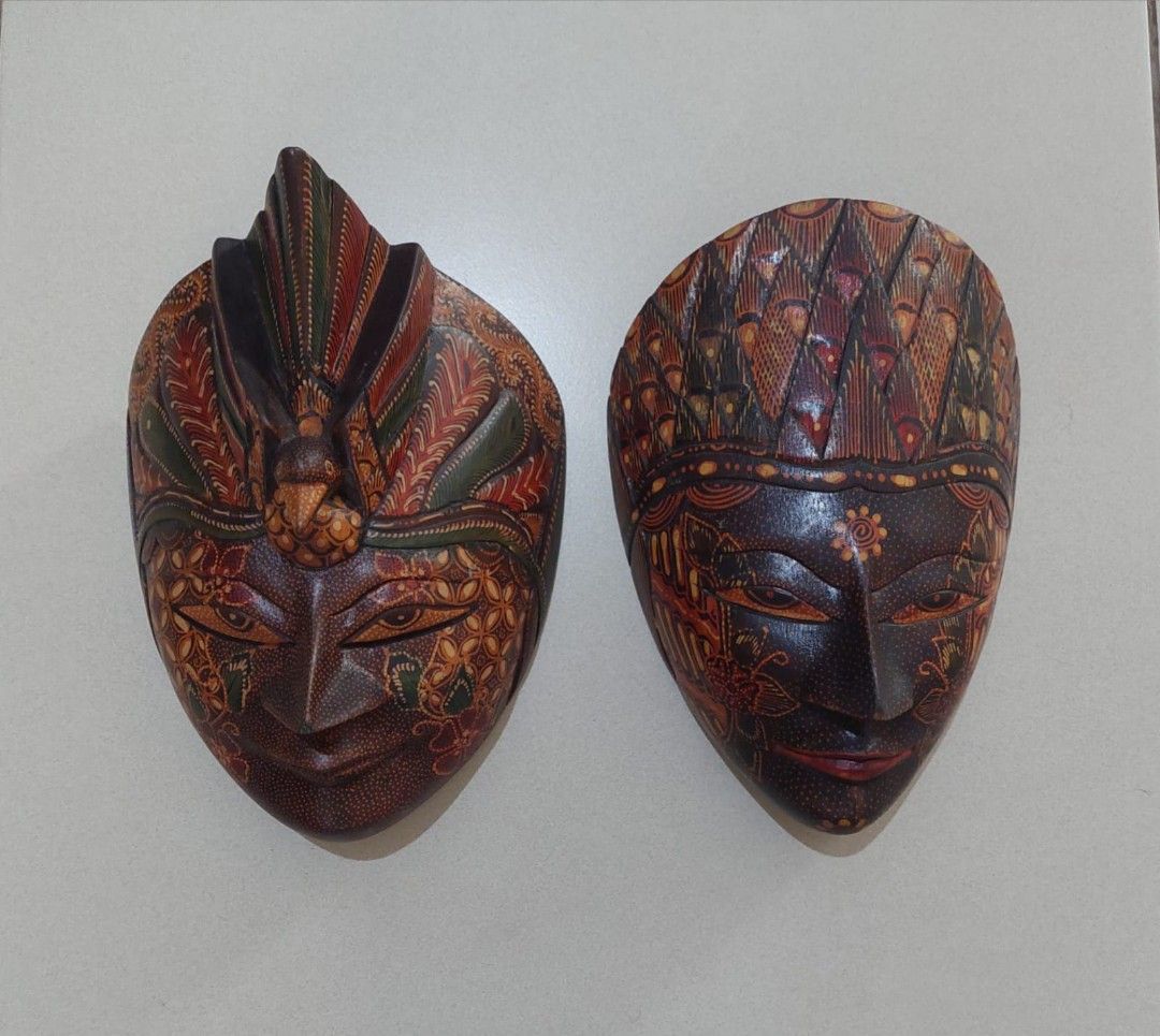 Topeng Batik Rama & Shinta set, Antik, Furnitur di Carousell