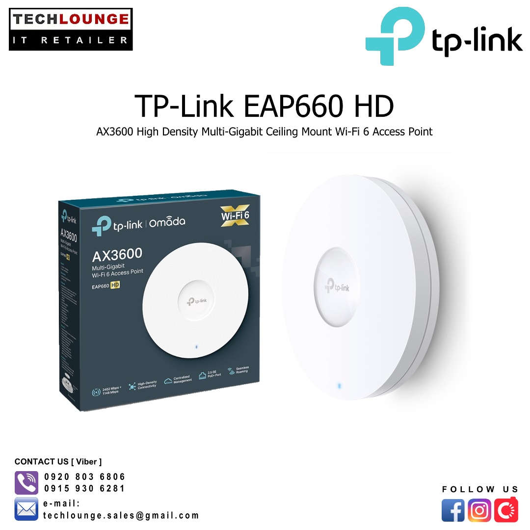 TP-LINK EAP660 HD Access Point - AX3600 High Density Multi-Gigabit Ceiling Mount Wi-Fi 6 Access ...