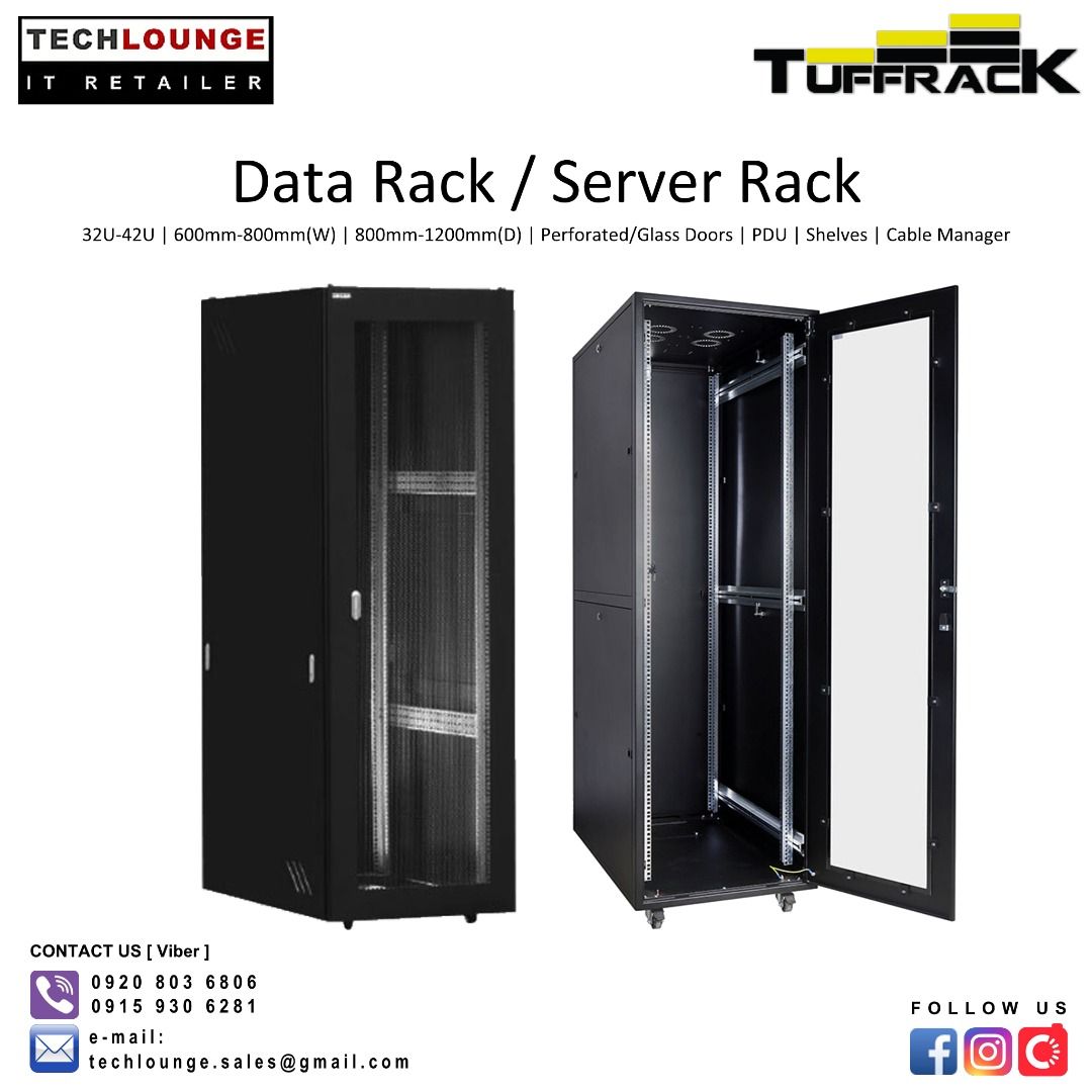 TUFFRACK DATA RACK/SERVER RACK - 32U-42U, 600mm-800mm(W), 800mm-1200mm(D), Perforated/Glass ...