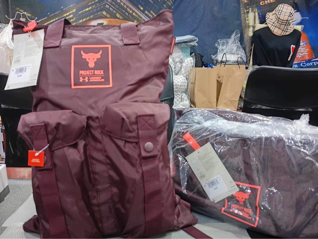 Under Armour Project Rock Sackpack Backpack - Maroon, Men's Fashion ...